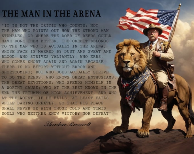 Theodore Roosevelt Man in the Arena Speech Gold Foil Print ...