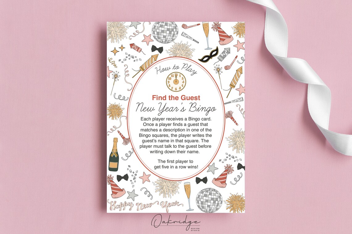 New Year's Bingo Ice Breaker Party Game, Find the Guest New Year's Eve ...