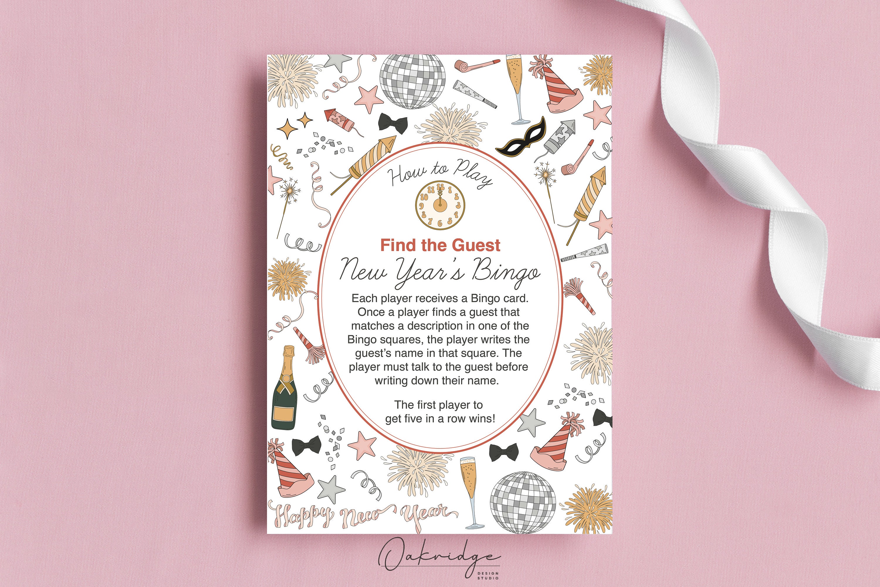 New Year's Bingo Ice Breaker Party Game, Find the Guest New Year's Eve ...