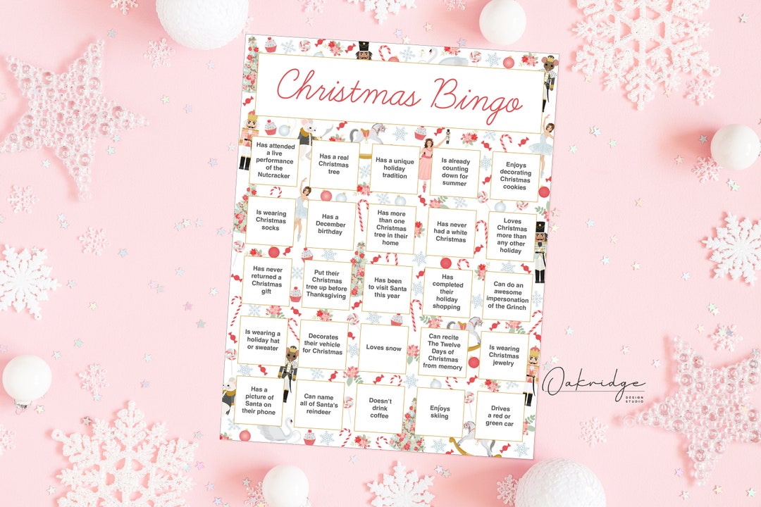 Nutcracker Christmas Bingo Ice Breaker Party Game, Find the Guest ...