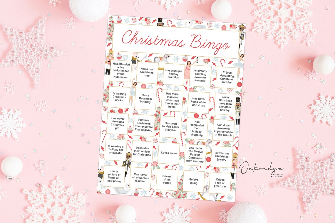 Nutcracker Christmas Bingo Ice Breaker Party Game, Find the Guest ...
