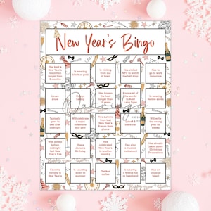 New Year's Bingo Ice Breaker Party Game, Find the Guest New Year's Eve ...