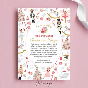 Nutcracker Christmas Bingo Ice Breaker Party Game, Find the Guest ...