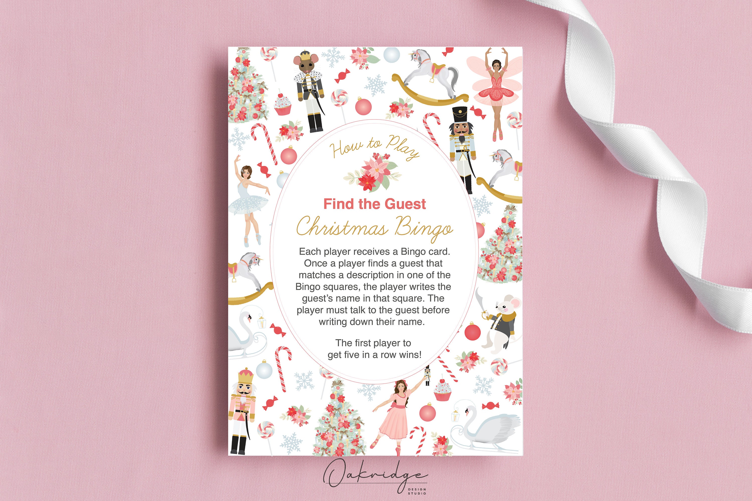 Nutcracker Christmas Bingo Ice Breaker Party Game, Find the Guest ...