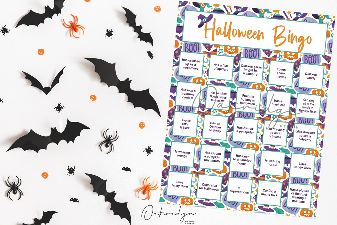 Halloween Bingo Ice Breaker Party Game, Find the Guest Game Instant ...