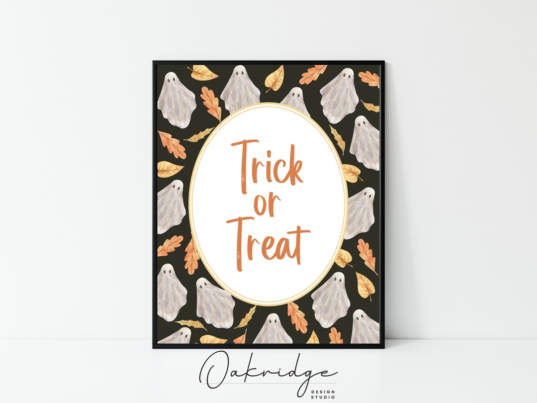 Trick or Treat Sign Instant Download, Watercolor Ghost Trick or Treat ...