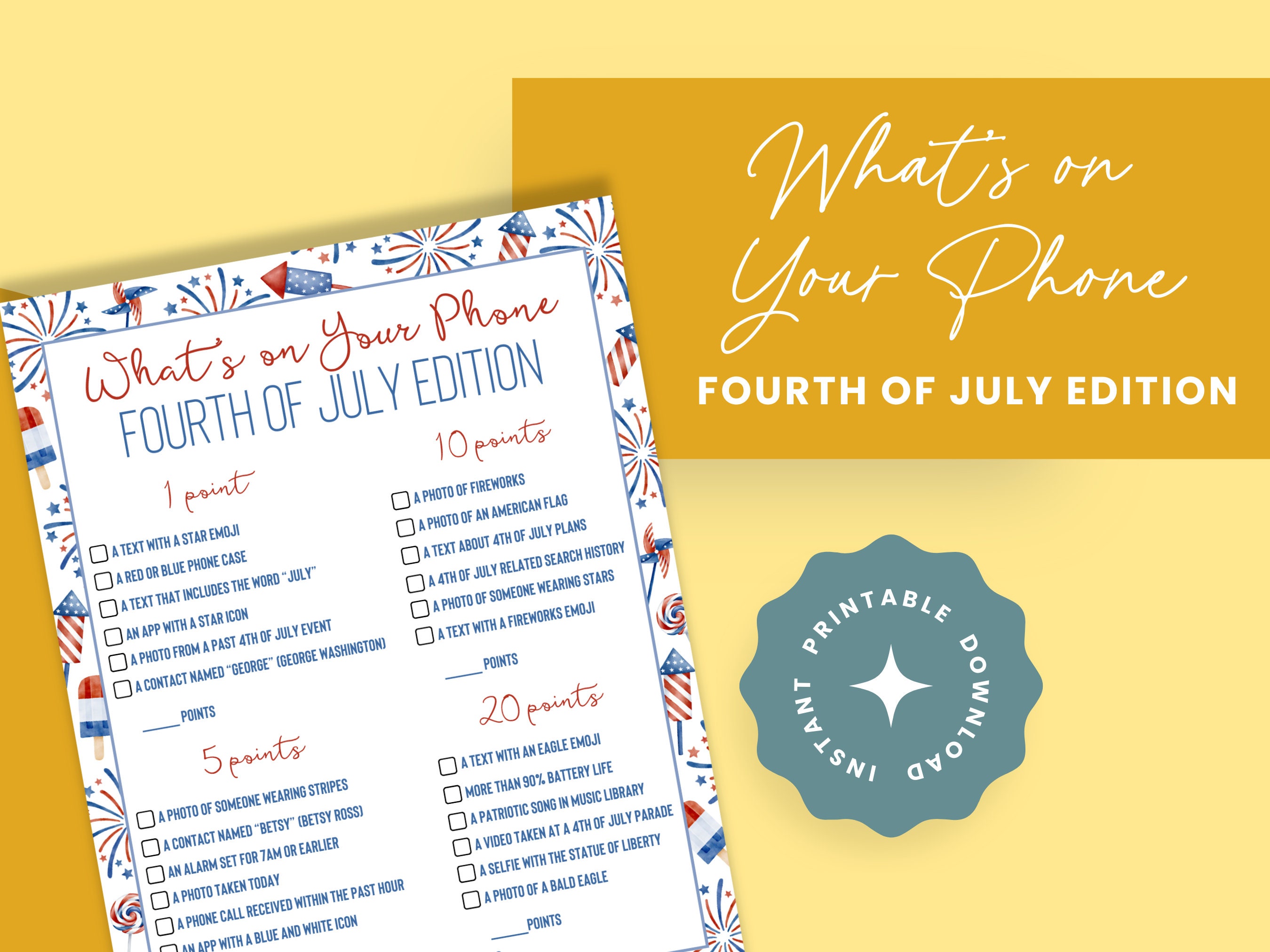 Fourth of July Party Games Bundle - Find the Guest Bingo Ice Breaker ...