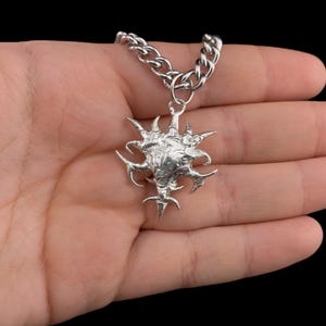 Handmade Spiky Structure Red Crystal Heart Pendant Liquid Metal Thorn ...