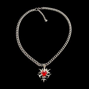 Handmade Spiky Structure Red Crystal Heart Pendant Liquid Metal Thorn ...