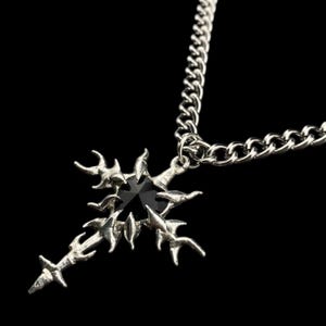 Handmade Spiky Black Heart Crystal Cross Pendant - Liquid Metal Thorn ...