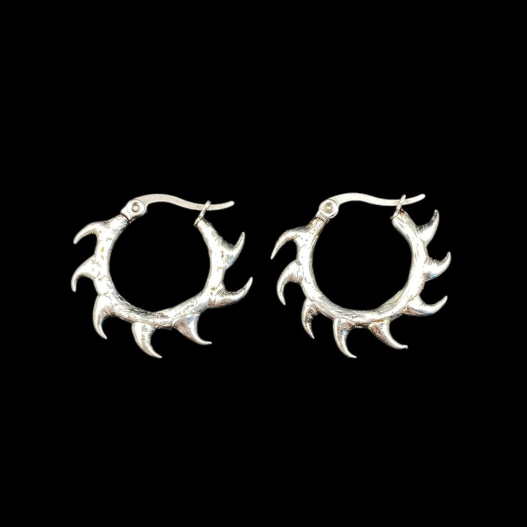 Spiky Down Mini Hulahoop Earrings | Handmade Metal Earrings | Edgy Punk ...