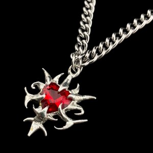 Handmade Spiky Structure Red Crystal Heart Pendant - Liquid Metal Thorn ...
