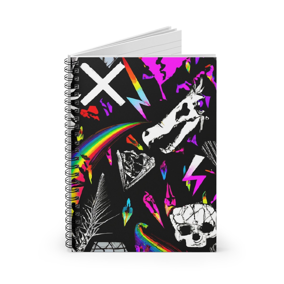 Emo Rainbow Diamond Dinosaurs Skull Spiral Notebook - Ruled Line - Etsy