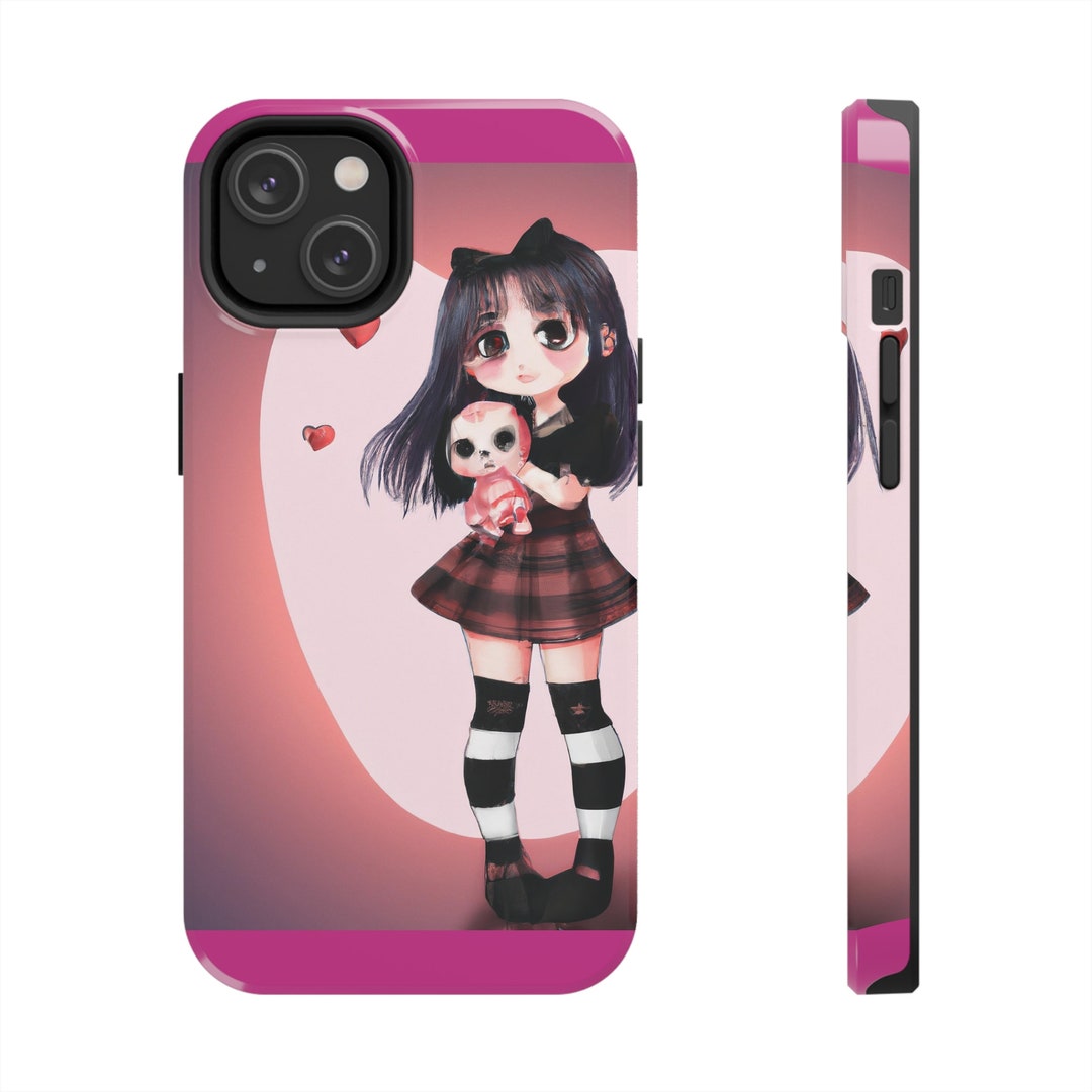 Emo Kawaii Chibi Girl With a Plush Tough Phone Cases - Etsy