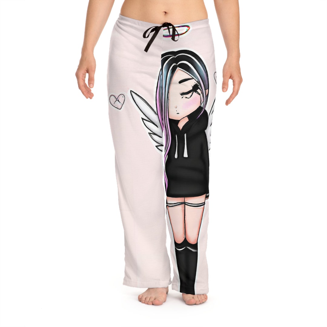 Kawaii Emo Girl With Angel Wings Women's Pajama Pants (AOP) - Etsy