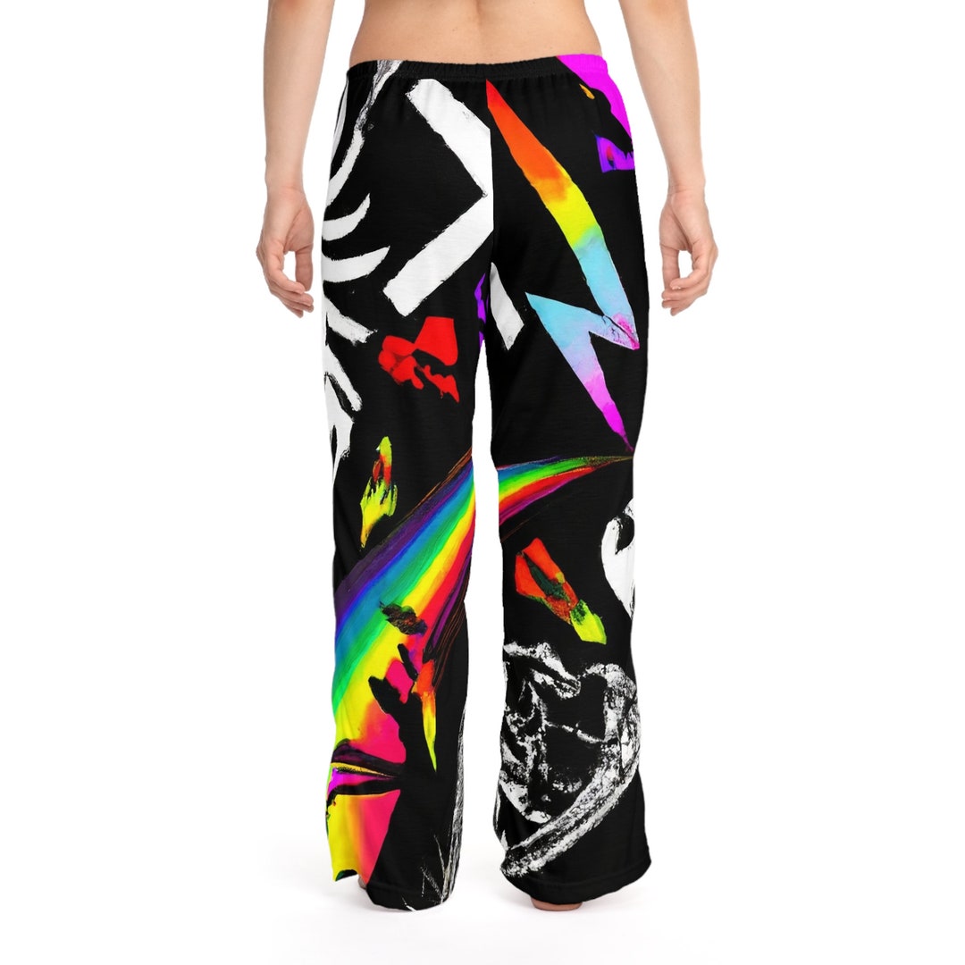 Emo Rainbow Diamond Dinosaurs Skull Women's Pajama Pants (AOP) - Etsy