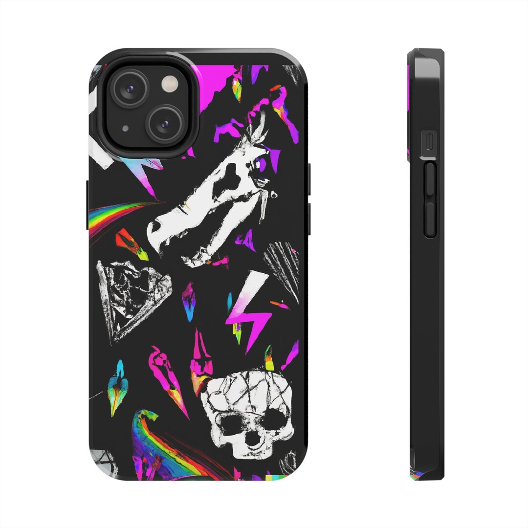 Emo Rainbow Diamond Dinosaurs Skull Tough Phone Cases - Etsy