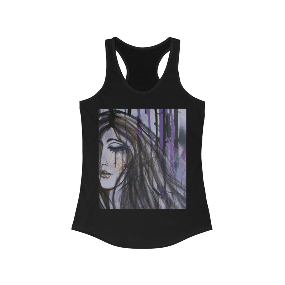 Emo Crying Girl With Teary Eyes Women's Ideal Racerback Tank - Etsy