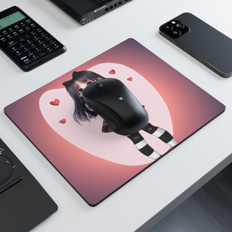 Emo Kawaii Chibi Girl With a Plush Rectangular Mouse Pad - Etsy