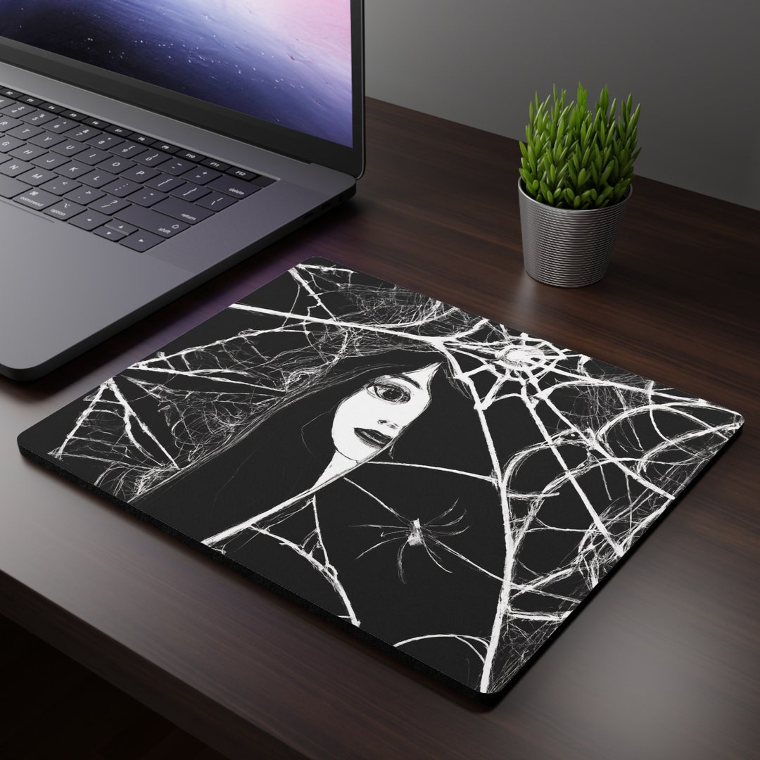 Emo Dark Spider Web Girl Rectangular Mouse Pad - Etsy