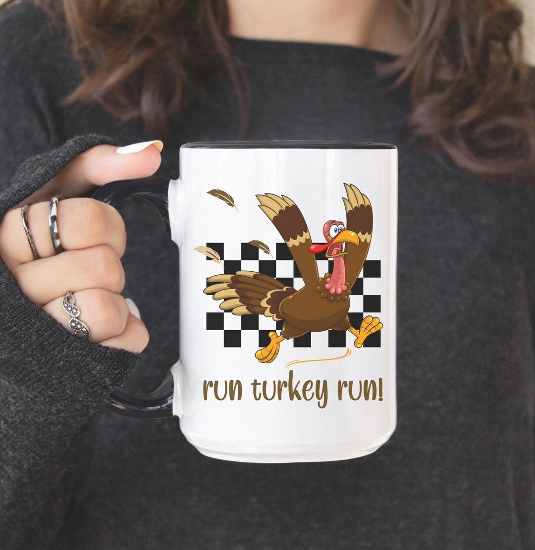 Funny Thanksgiving Turkey Mug,run Turkey Run Two-tone Coffee Mugs ...