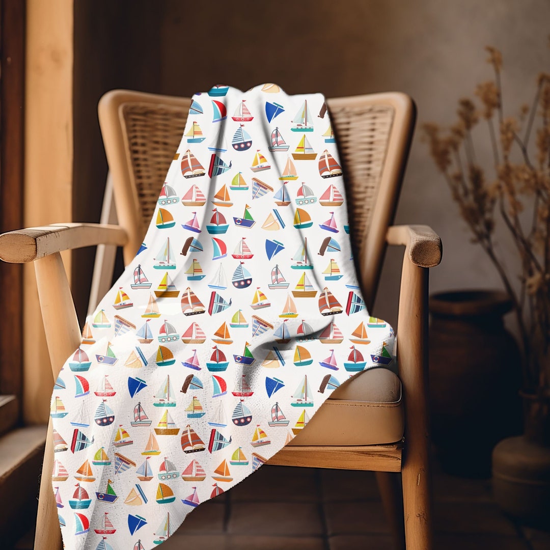 Sailboat Blanket,blanket for Baby Boy,boat Throw Blanket,cottage ...