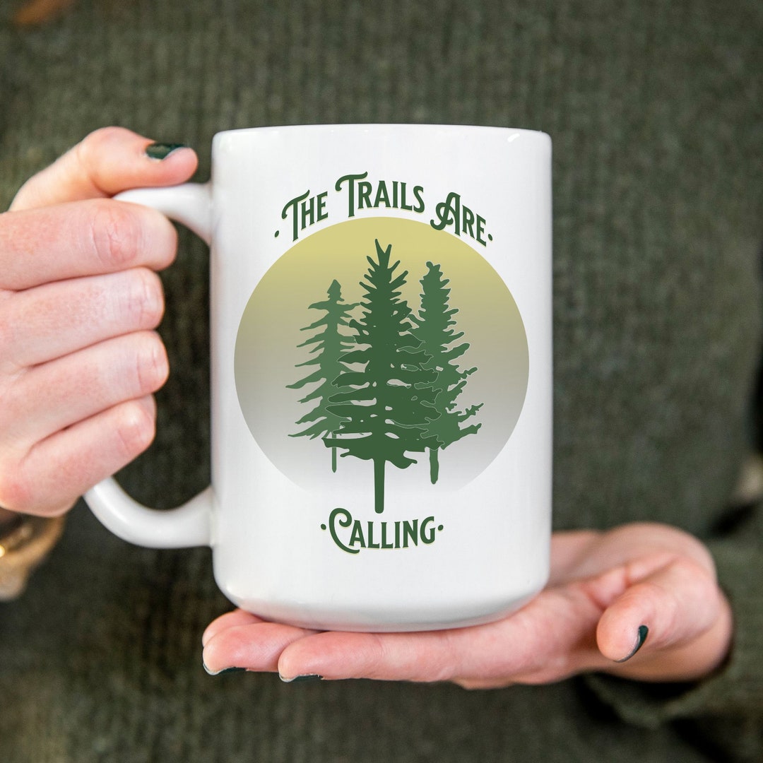 Hiking Trails Mug Dad Outdoor Adventures Cup Hiking Gift Mom Pine Tree ...