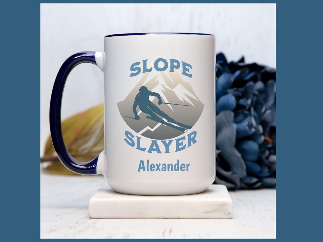 Personalized Ski Mug, Slope Slayer Coffee Cup, Mountain Skier ...