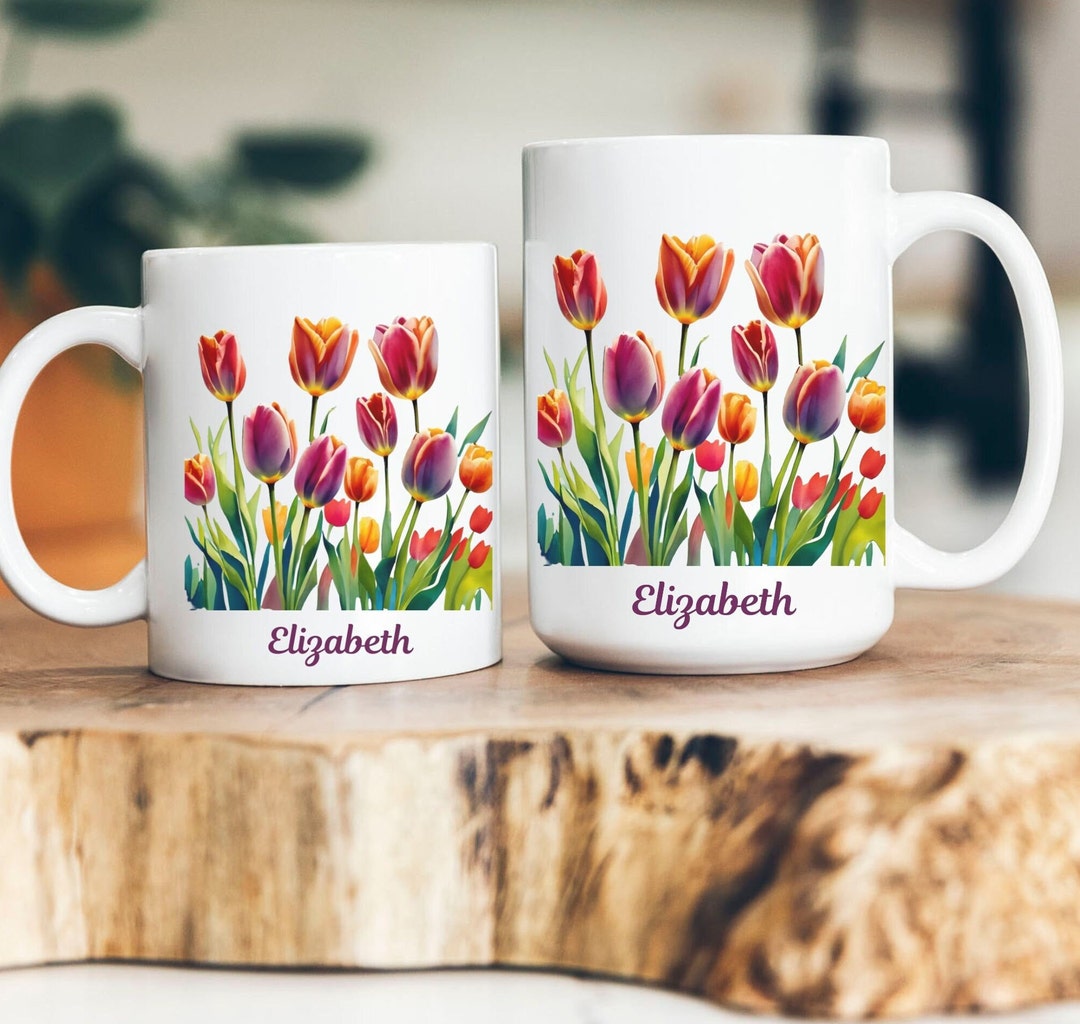 Mug Personalized Tulip Flower Stem Ceramic For-birthday-mug ...
