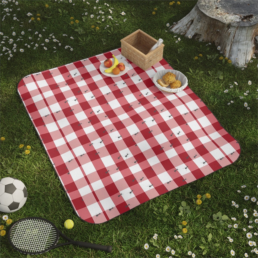 Picnic Blanket Red Plaid Design With Black Ants-large Plaid Picnic ...