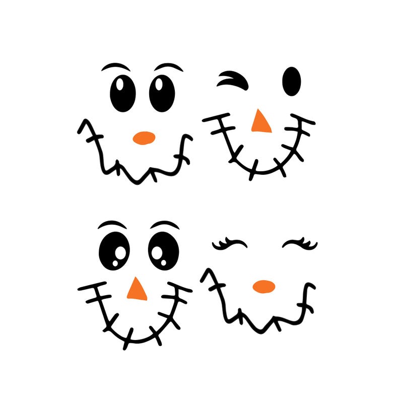 Scarecrow Faces Svg Bundle, Thanksgiving PNG, Cute Scare Crow Svg ...