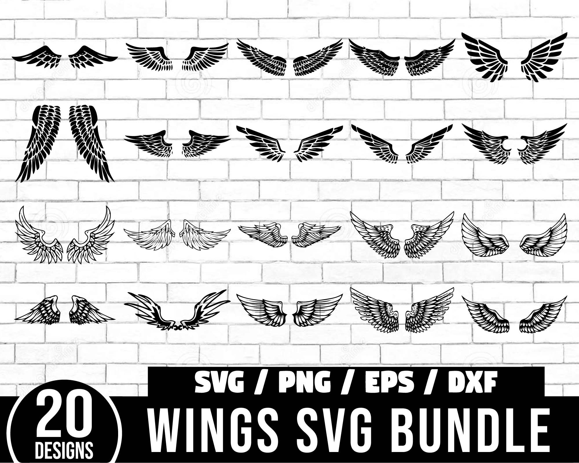 Angel Wings Svg Bundle, Angel Wings Clip Art, Memorial Svg ,rip Svg ...