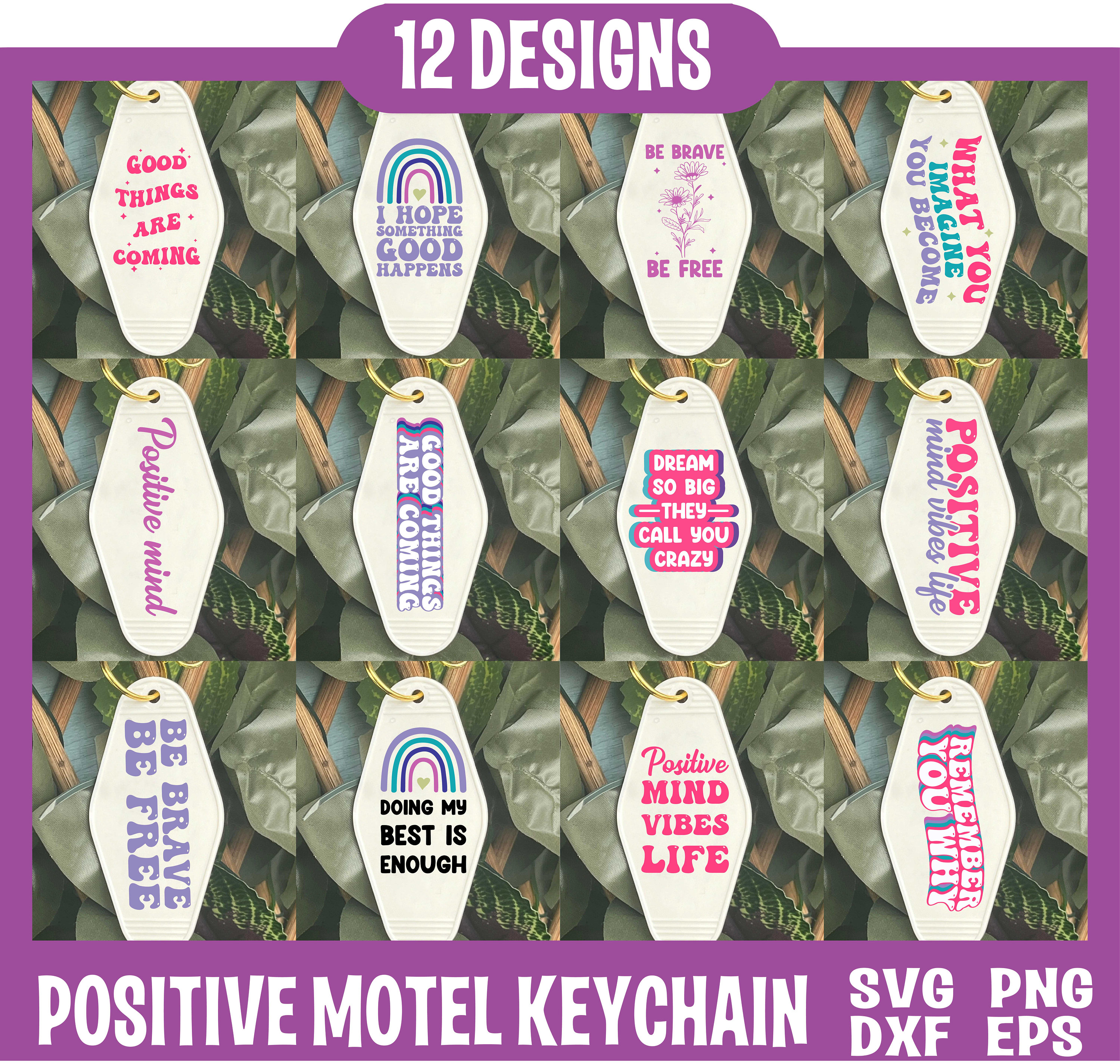 Positive Motel Keychain SVG BUNDLE, Retro Motel Keychain Svg ...