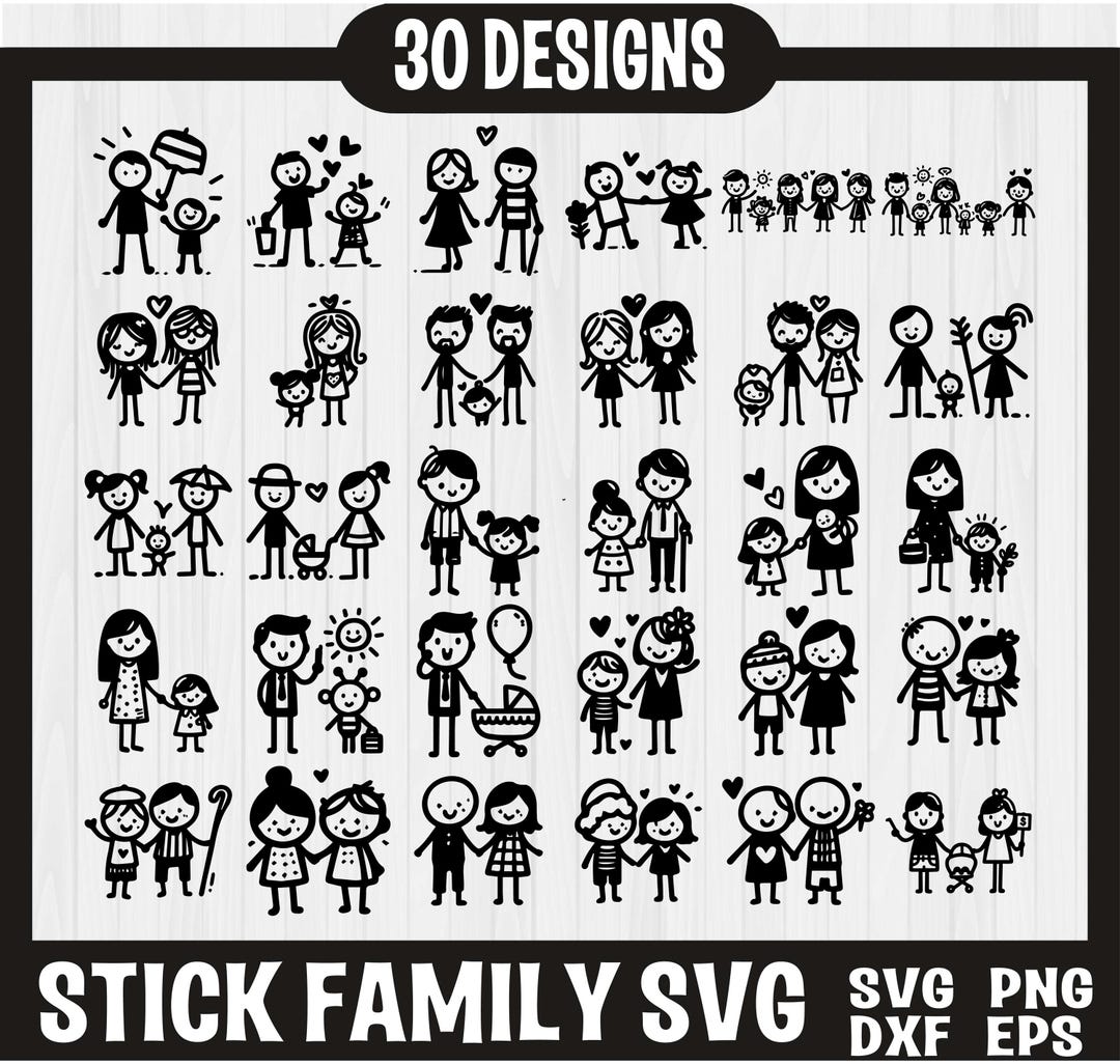 Stick Family SVG Bundle, Stick Family Cut Files, Stick Figure Svg ...