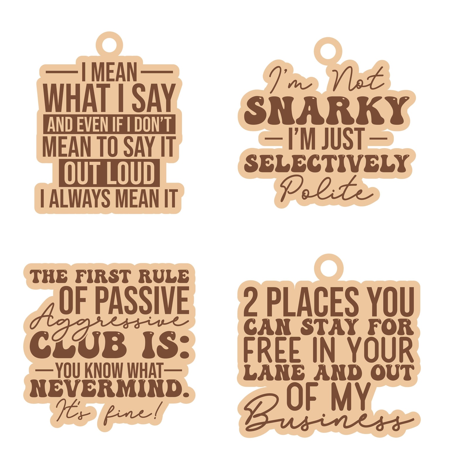 Sarcastic Keychain SVG Bundle, 20 Keychain SVG File Designs With Text ...