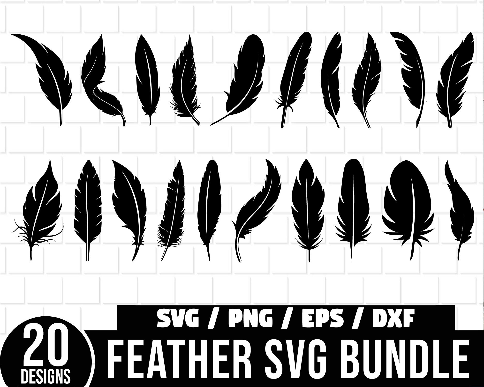 Feather Svg Bundle, Feather Birds Svg, Feathers Silhouette, Boho ...