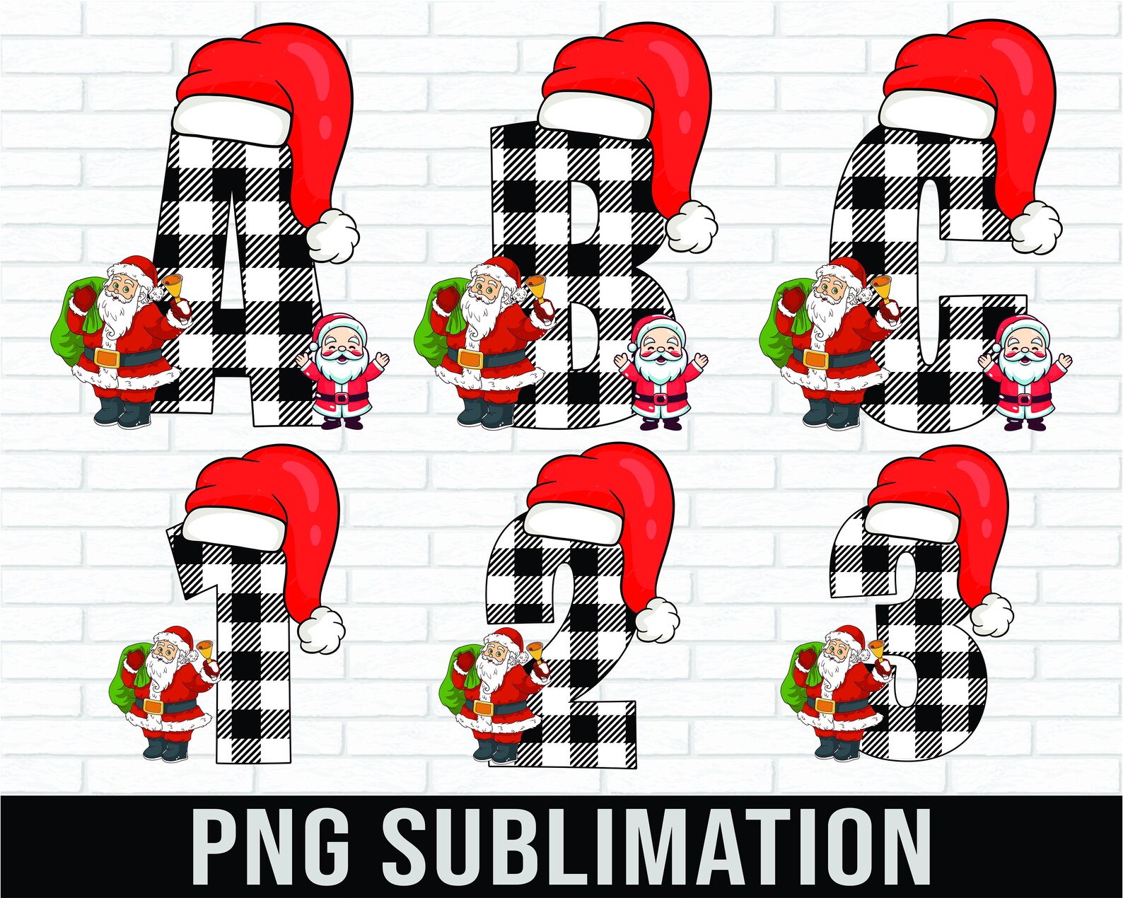 Christmas Alphabet and Numbers Png Bundle, Merry Christmas Doodle ...