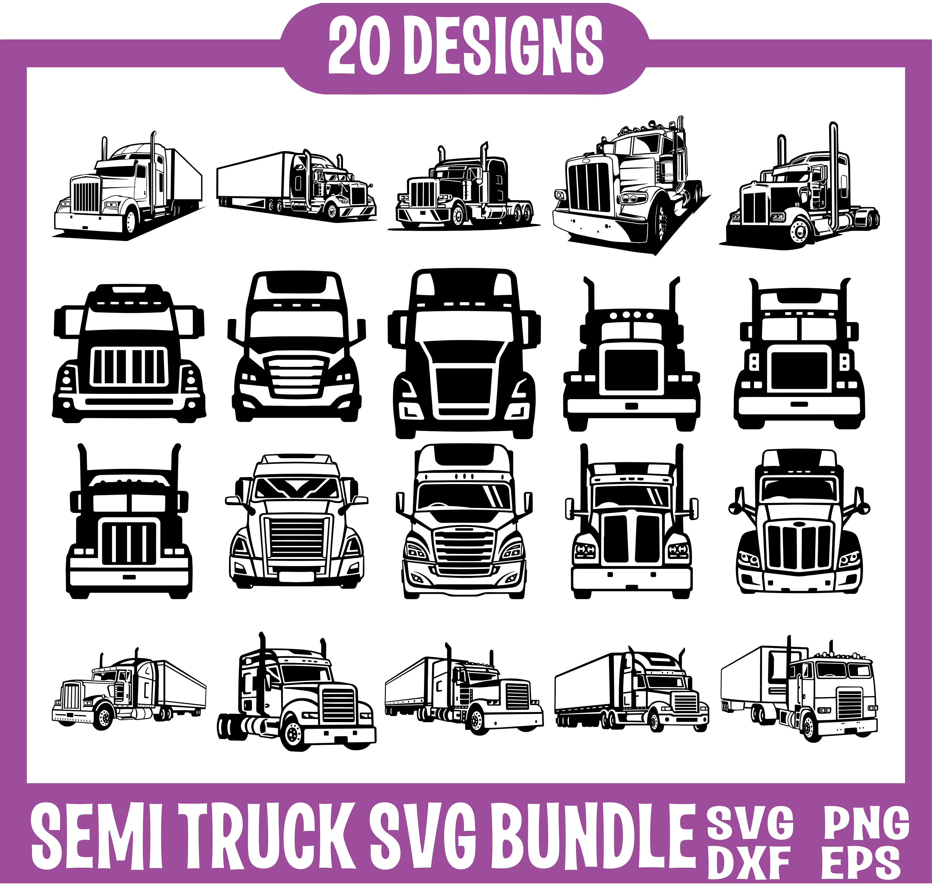 Semi Truck SVG Bundle, Truck Driver Clipart, Trucker SVG, Semi Truck ...