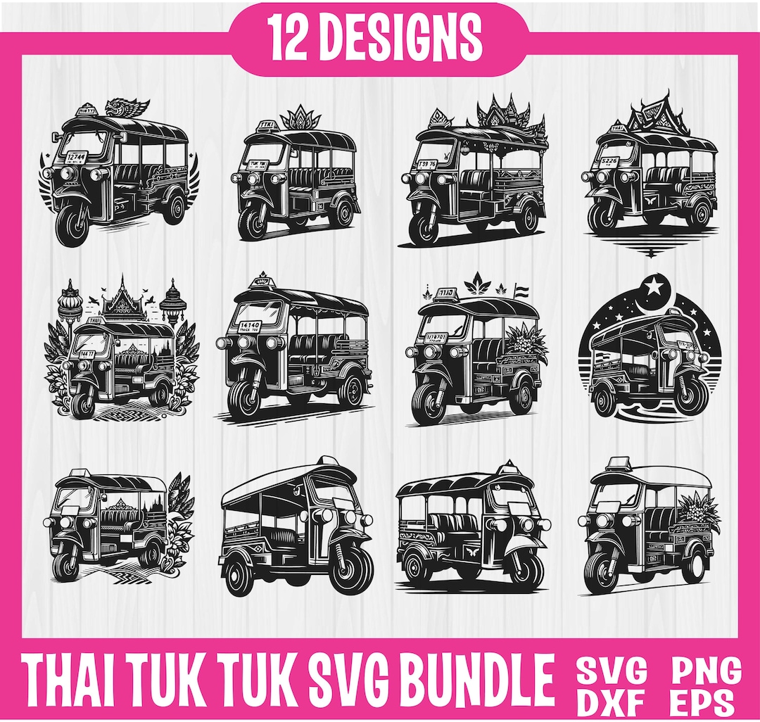 Tuk Tuk Clipart SVG Bundle, Auto Rickshaw PNG, Auto Rickshaw Vector ...
