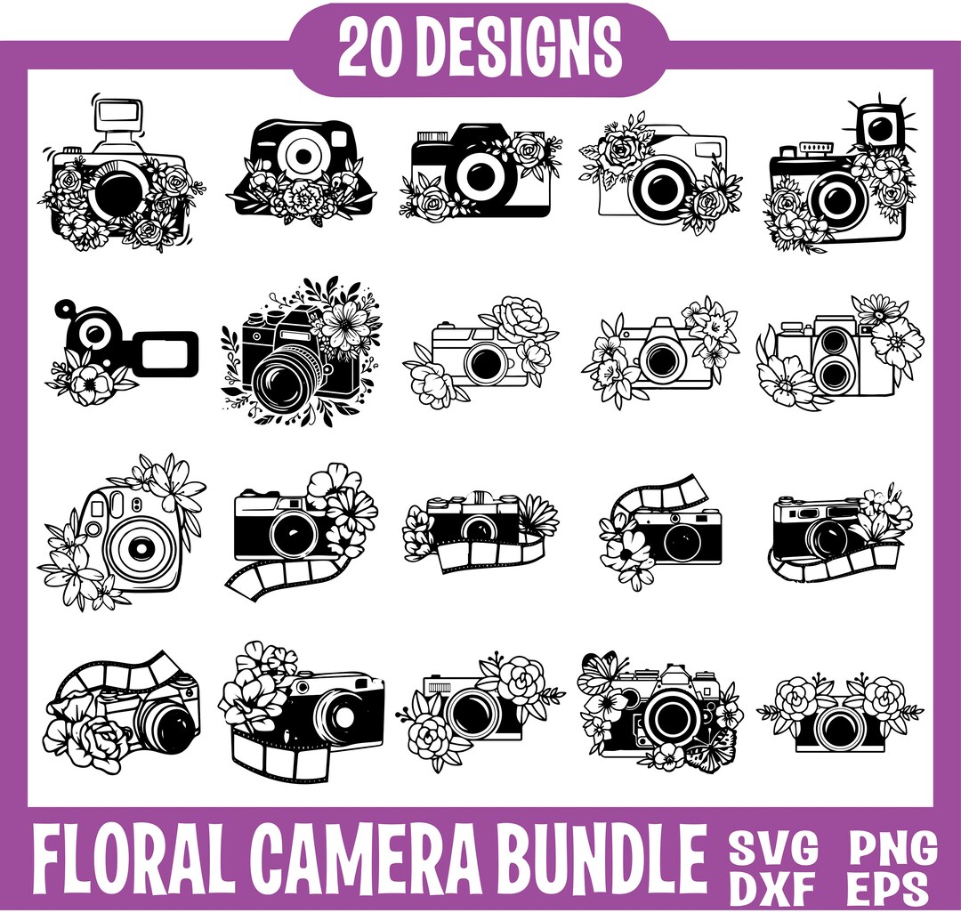 Floral Camera SVG Bundle, CAMERA SVG, Floral Camera Svg, Camera Clipart ...