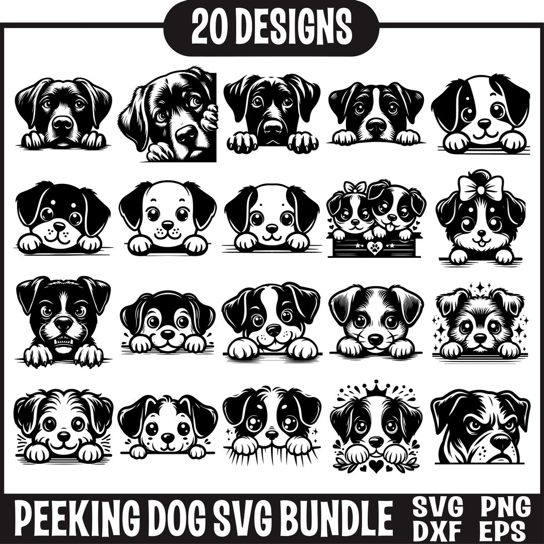 Peeking Dogs Svg Bundle, PEEKING DOG SVG, Peeking Dog Clipart, Peeking ...