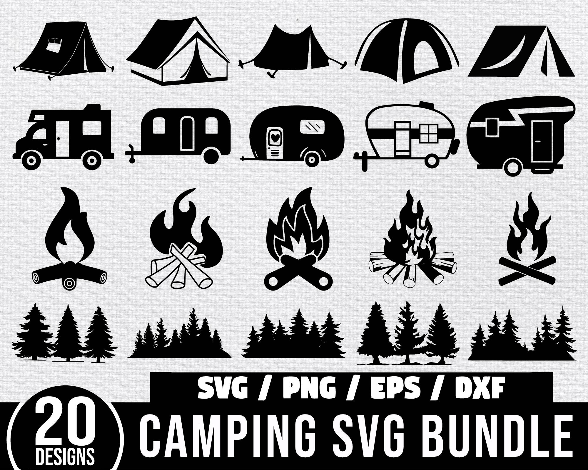 Camping SVG Bundle, Camping Silhouette, Camping Clipart, Camper Svg ...