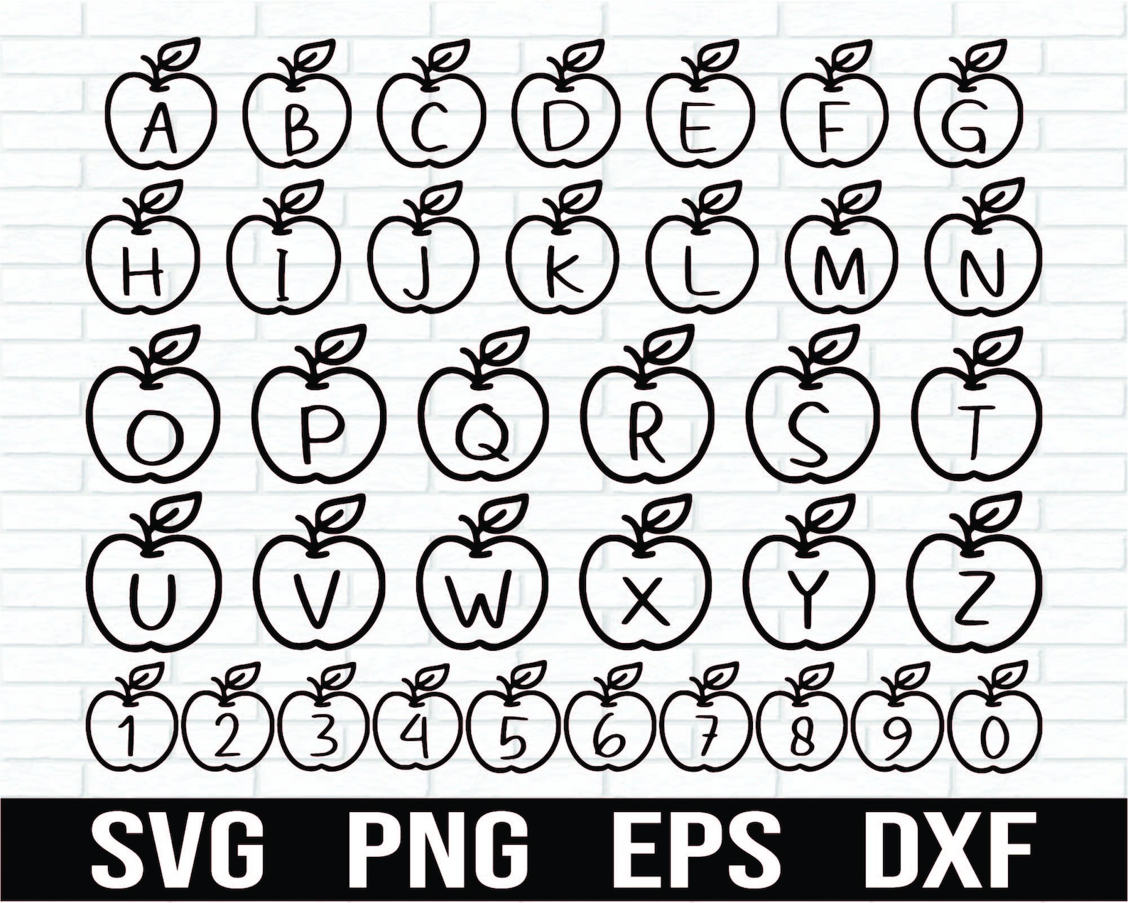 Apple Alphabet & Numbers Svg, Apple Font Svg, Teacher Alphabet SVG ...