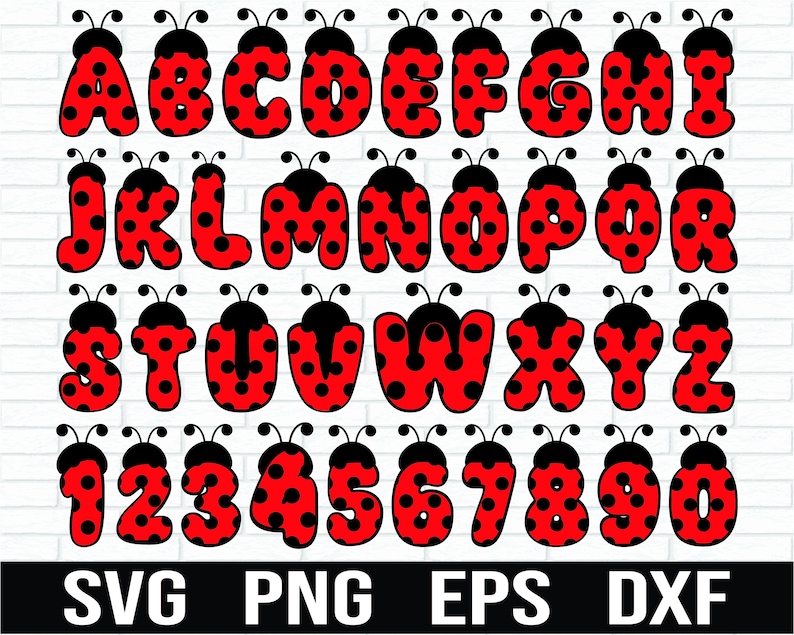 Ladybug Alphabet and Numbers Svg, Love Bug Letters Clipart, Ladybug ...