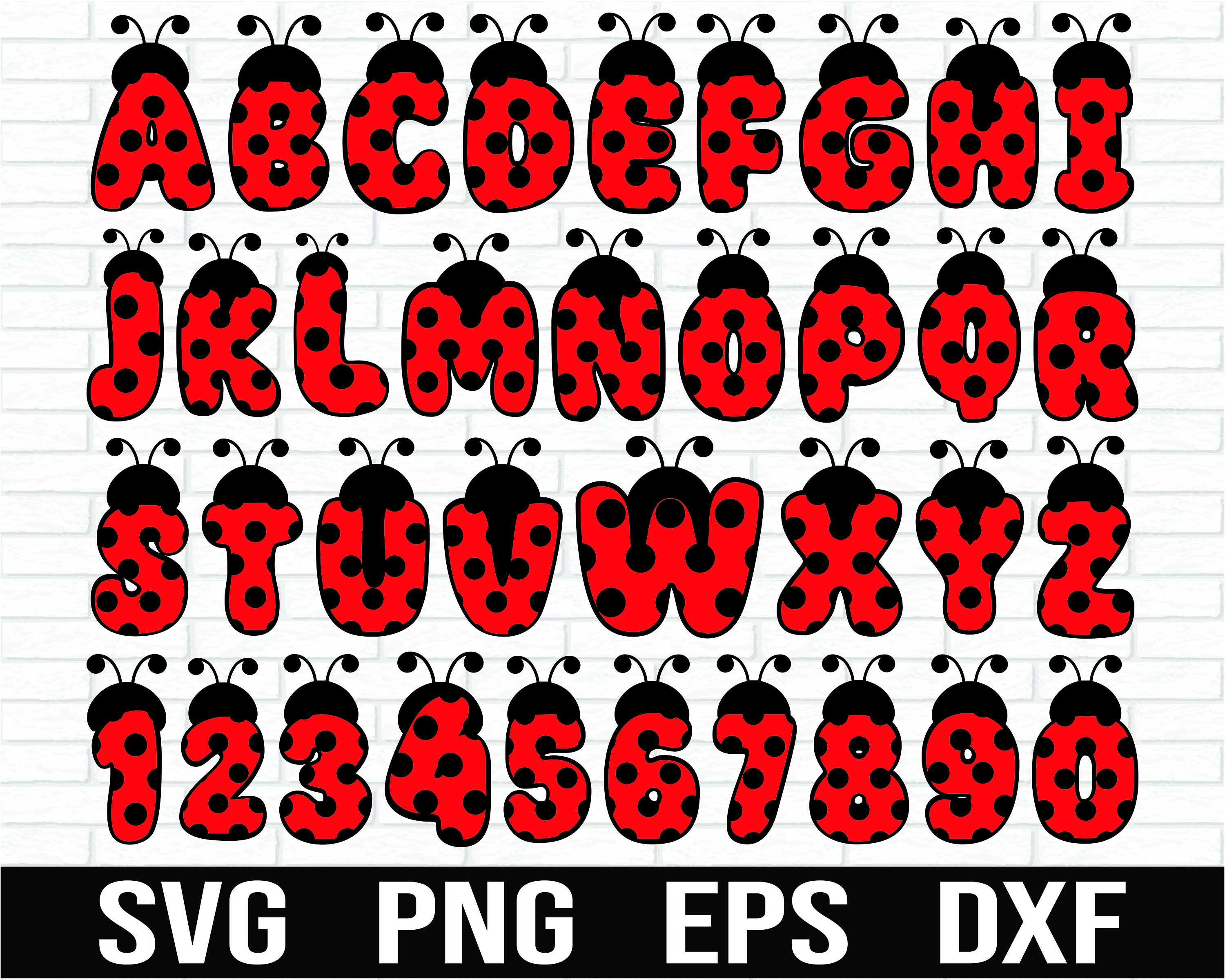 Ladybug Alphabet and Numbers Svg, Love Bug Letters Clipart, Ladybug ...