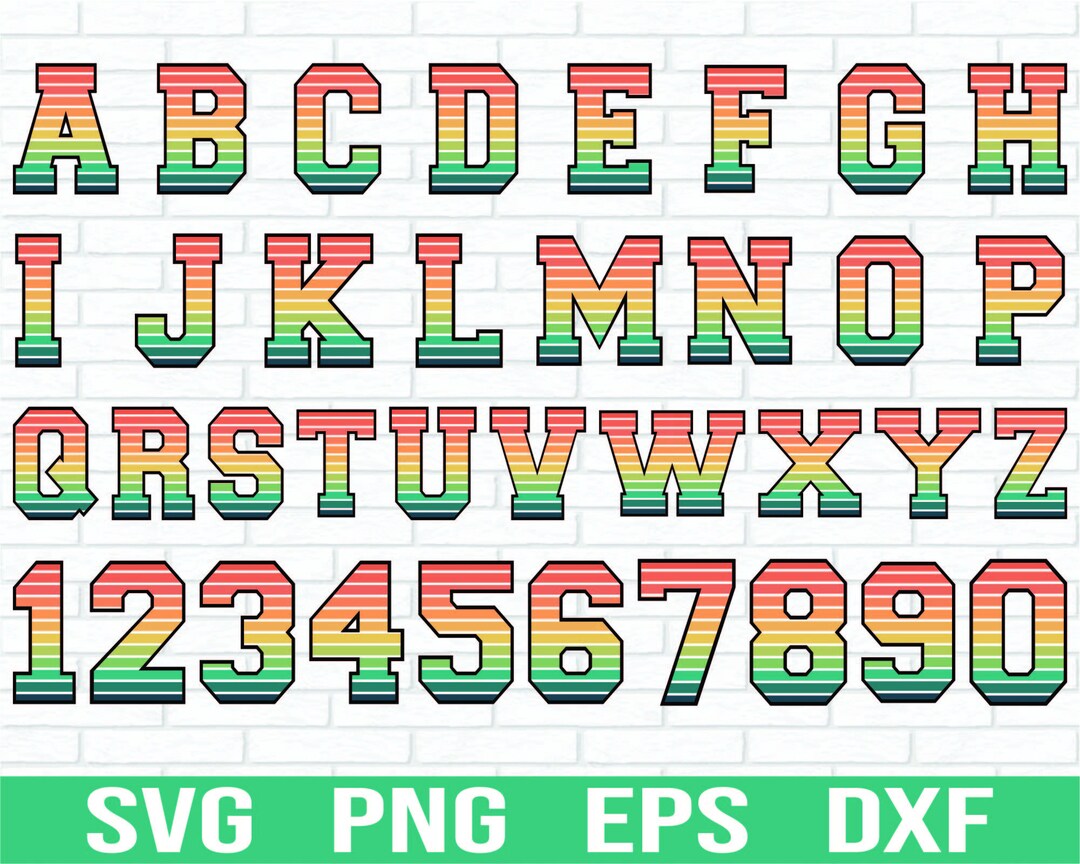 Sunset Letters and Numbers Svg, Sunset, Alphabet Clipart, Vintage ...