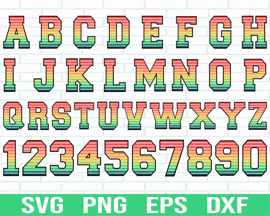 Sunset Letters and Numbers Svg Sunset Alphabet Clipart - Etsy