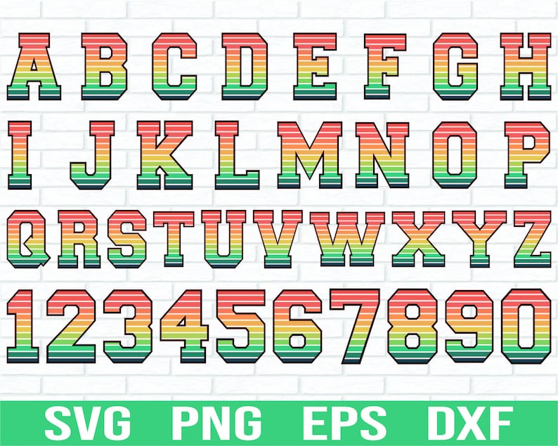 Sunset Letters and Numbers Svg Sunset Alphabet Clipart - Etsy
