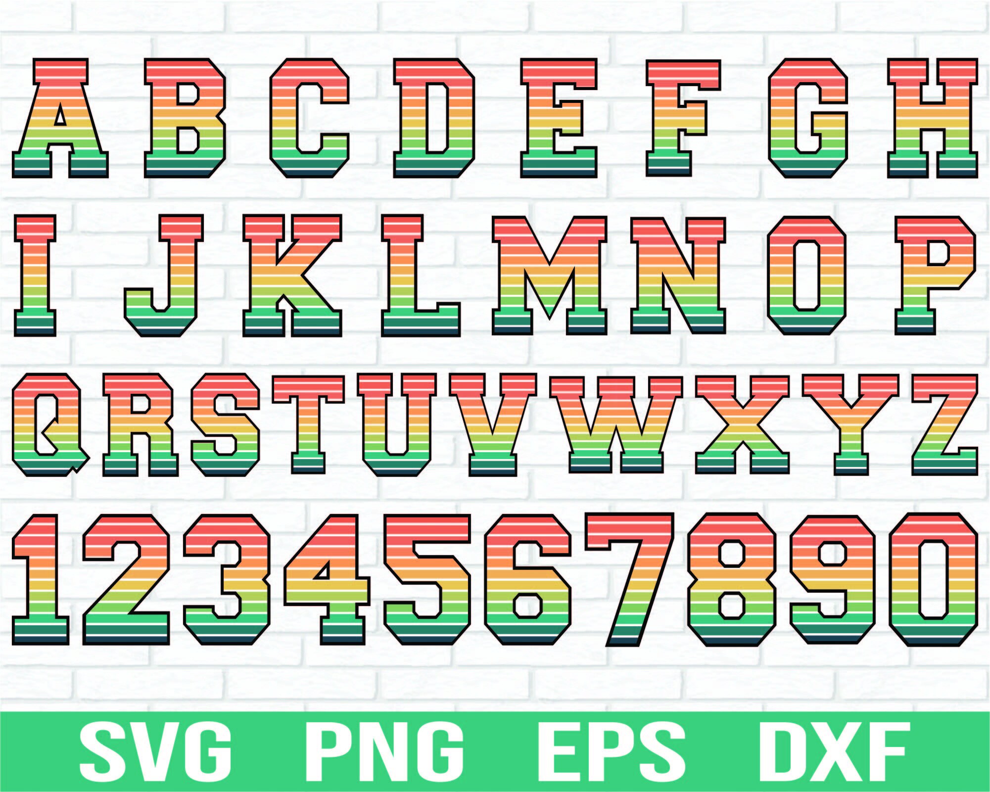 Sunset Letters and Numbers Svg Sunset Alphabet Clipart - Etsy
