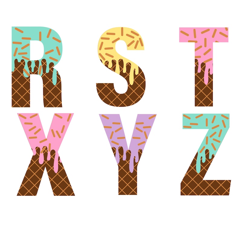 Ice Cream Letters and Numbers SVG, Ice Cream Birthday Svg, A-Z Ice ...